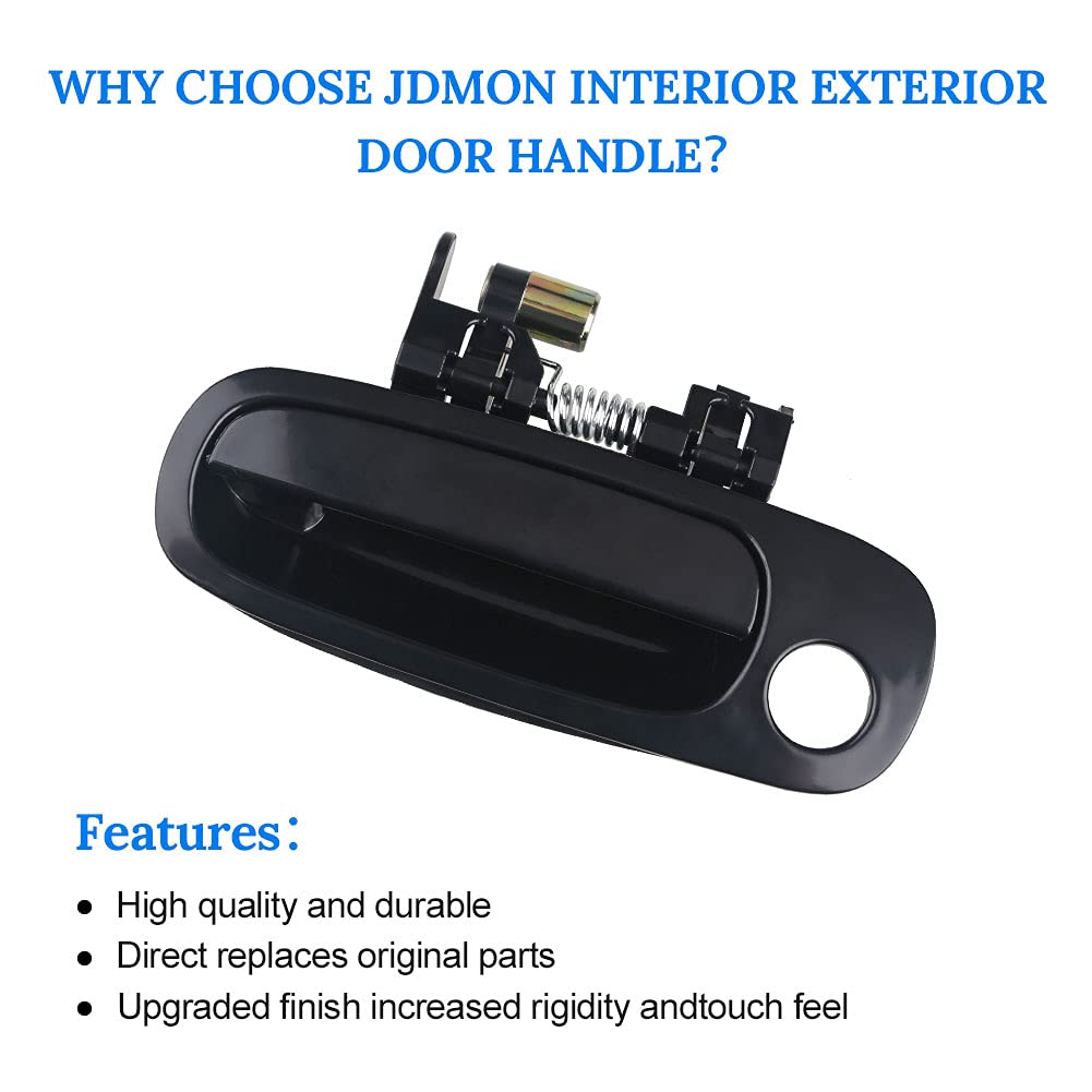 JDMON Compatible with Interior Exterior Door Handles Set Toyota Corolla Chevy Prizm 1998 1999 2000 2001 2002 Front Rear Passenger Driver Side Replace 6922002030 6920502050E0 Pack of 8 (Black & Beige)