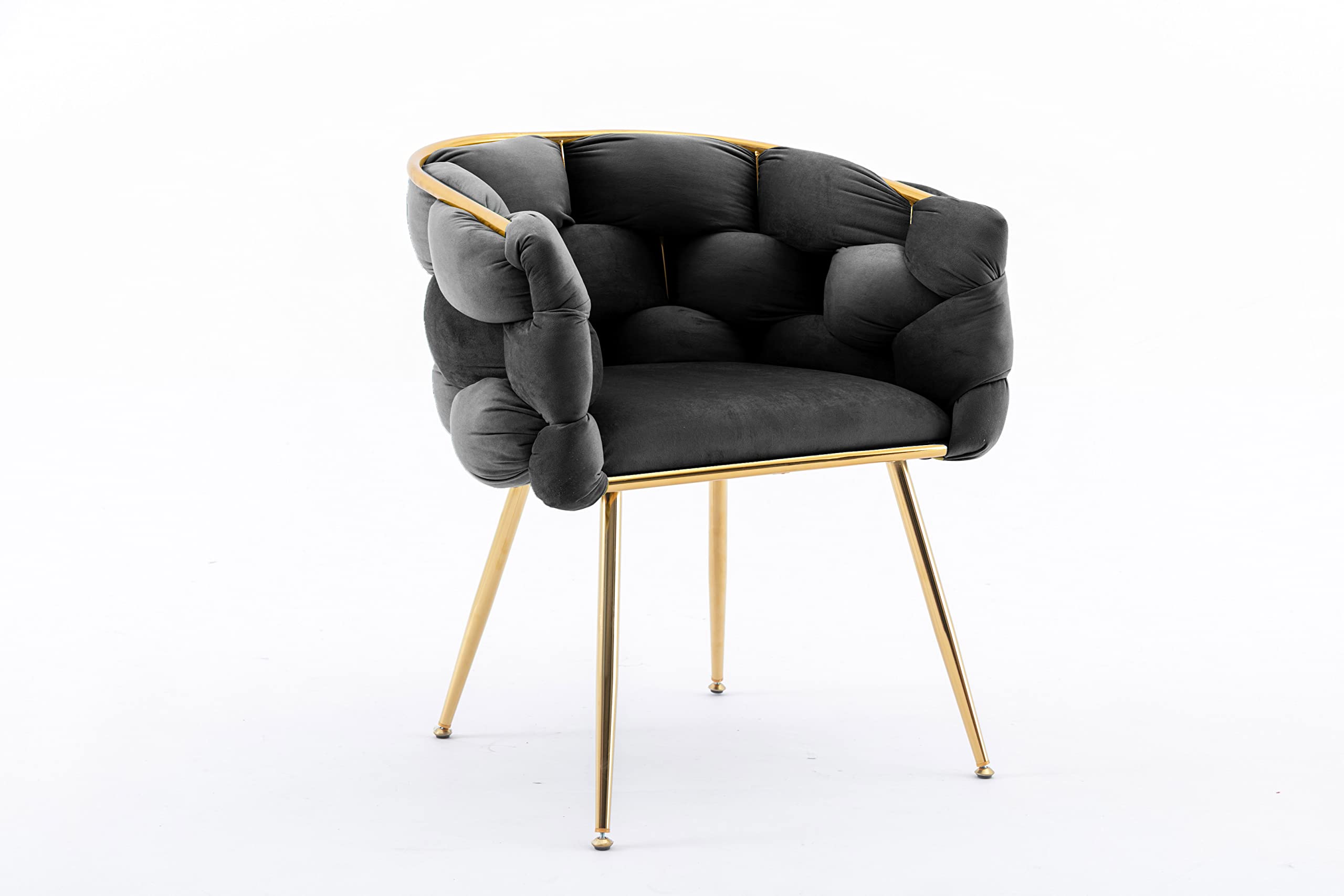 INMOZATA Velvet Chair Modern Dining Chair with Gold Legs, Upholstered Accent Chairs for Dining Room, Kitchen, Vanity, Living Room,Black