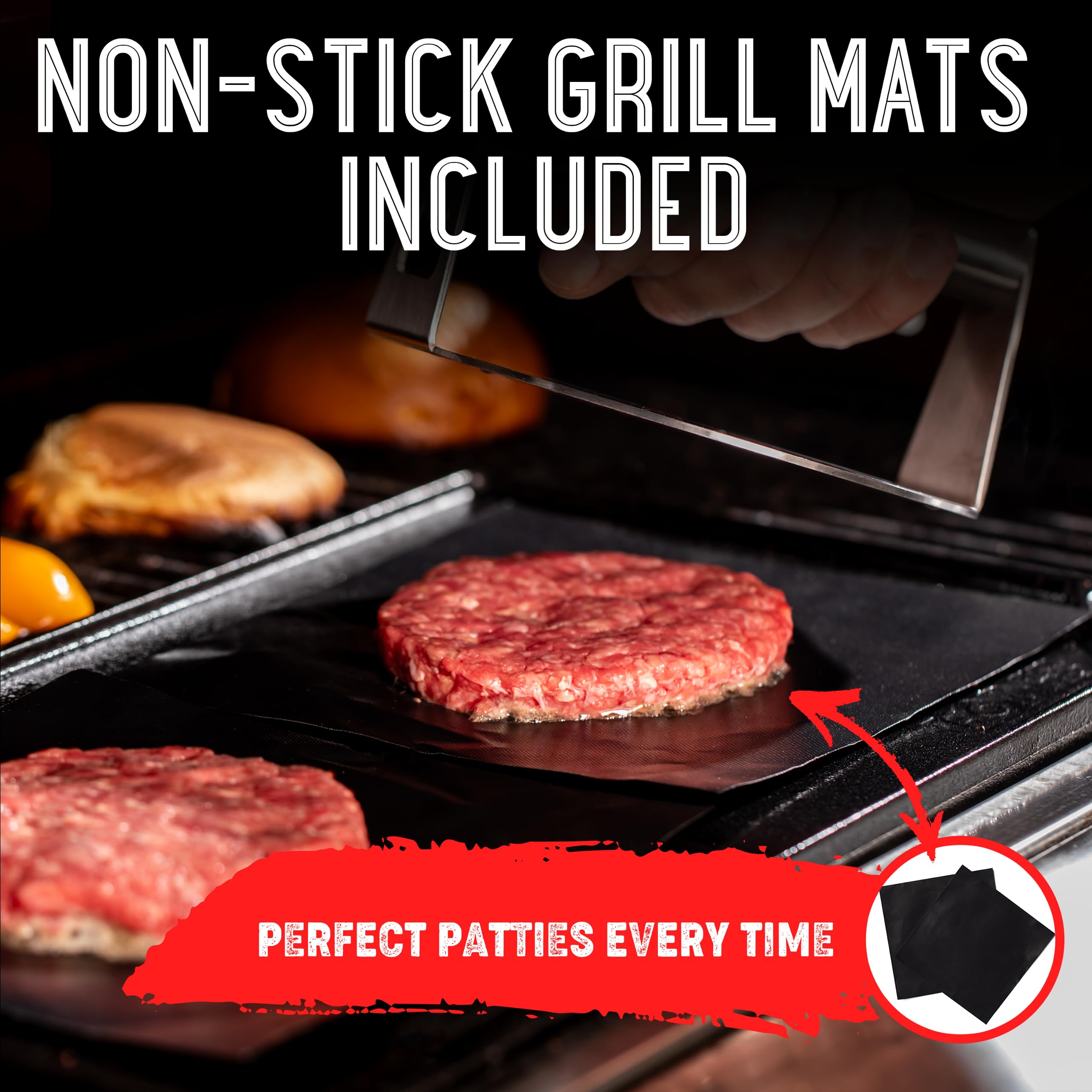 SHIZZO Smash Burger Press Kit, 6.2'' with Bottle Opener, Stainless Steel Bacon Smasher, Griddle Accessories, Perfect for Smash Burgers, Griddle Cooking Tool, for Patty, Bacon, Hamburger, Smashburger