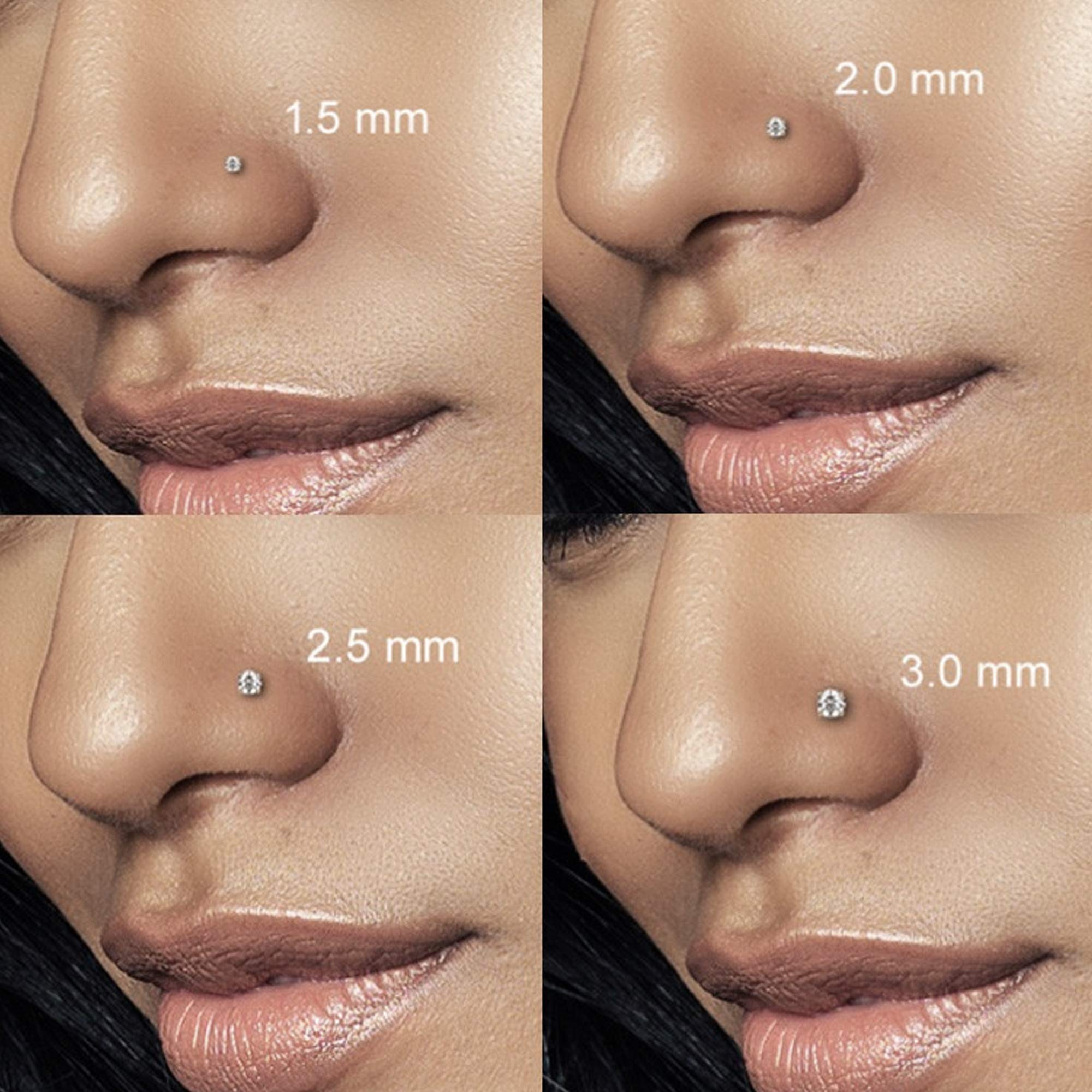 Jstyle 20G 8 Pcs a Set Stainless Steel Nose Rings Studs Piercing Body Jewelry 1.5mm 2mm 2.5mm 3mm G