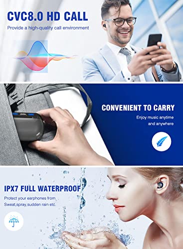 YINPUTENGS Wireless Earbuds Bluetooth 5.3 Headphones Key Control. Headphones 200 Hours Playtime,IPX7Waterproof Stereo in-Ear Built-in Mic,Premium Deep Bass LCD Display,for Sports/Working