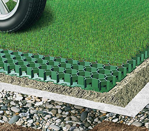 Techno Earth ( 1.9" Depth Permeable Grass Pavers for Your Grass Parking Lots, Access Roads, driveways, fire Lanes, RV and Boat Storage Pads - (Pack of 4-11 Sf) (Green)