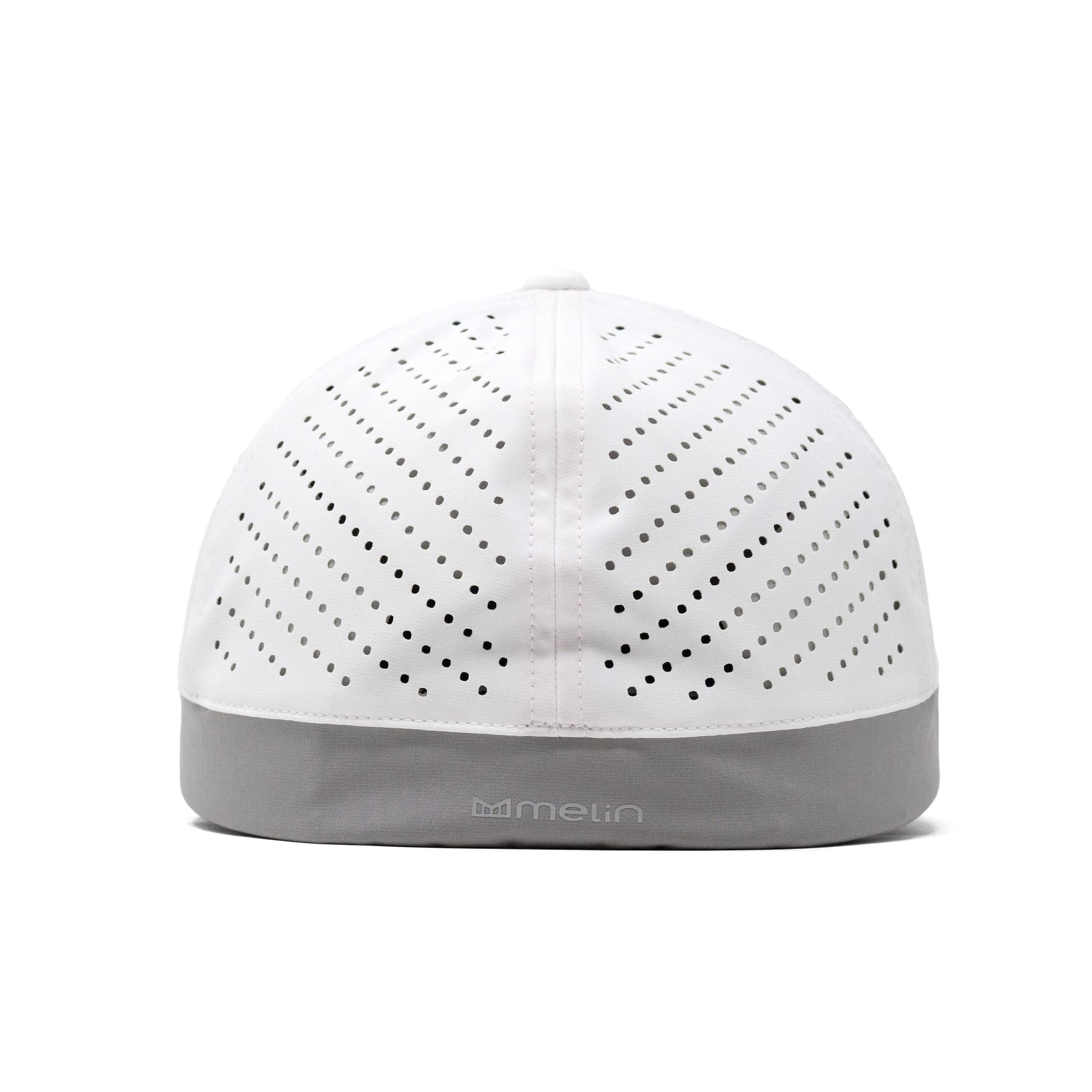 melin MFLX Hydro, Performance Fitted Hat, Water-Resistant Baseball Cap for Men & Women, White/Grey