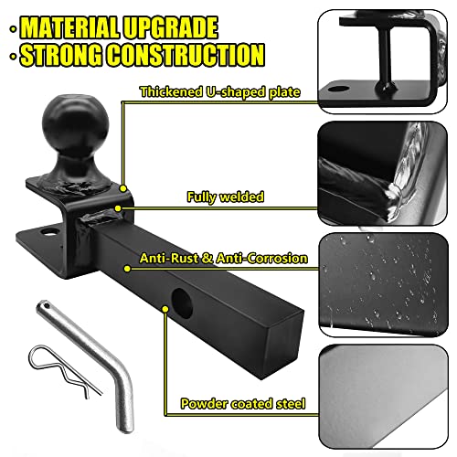 SKYMIRO 1-1/4" Solid Shank 3 in 1 ATV UTV Multi Hitch Mount with 2 inch Ball Hitch (Rated 2000 LBS), Winch Strap Loop (Rated 5000 LBS), β
Pin Hole for Yard Work Equipment & Utility Trailers