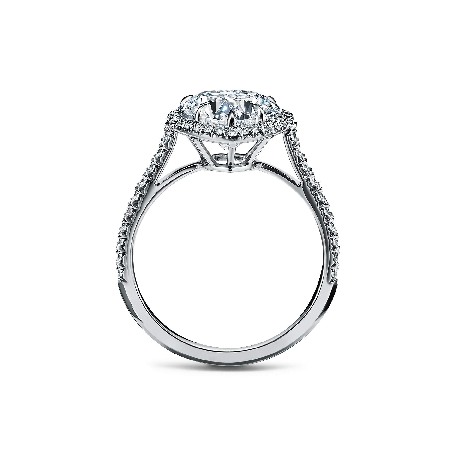 LONAGO 925 Sterling Silver Heart-shaped Halo Engagement Ring Created 0.5ct Moissanite Stone Personalized Name Custom Made Wedding Band Ring for Women