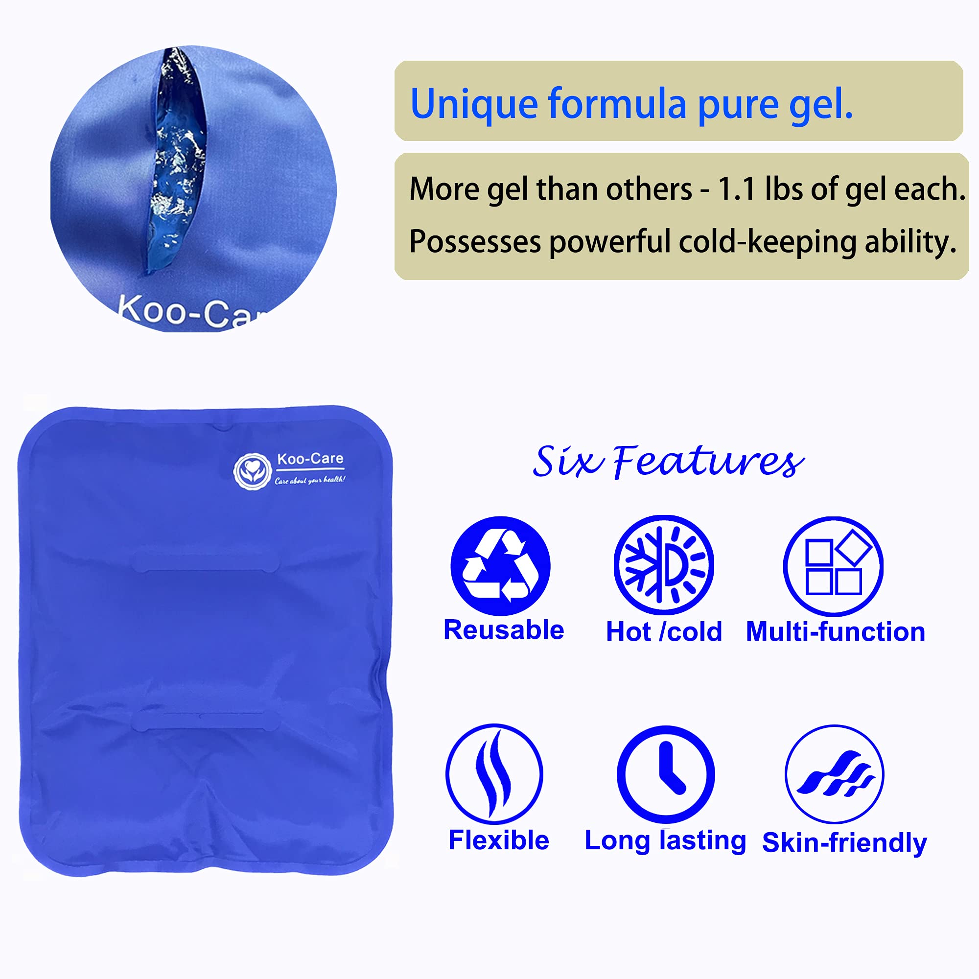 Koo-Care Gel Ice Pack Headache & Migraine Relief Hat Eye Mask Reusable Flexible Hot Cold Ice Pack Head Wrap Cold Compress Therapy Cap for Puffy Eyes, Tension, Sinus & Stress Relief