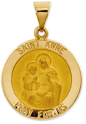 IceCarats 14K Yellow Gold Saint Anne Medal Necklace Charm Pendant 29mm x 19mm Only
