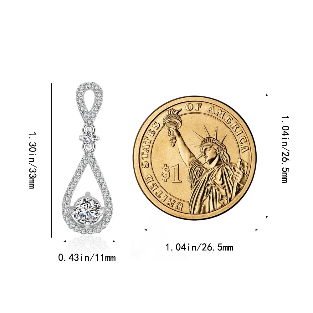 Infinity Dangle Earrings for Wedding - Womens Sterling Silver Open Teardrop Cubic Zirconia Crystal Bridal Earring for Bride Bridesmaids Mother of Bride Rhinestone Drop Earrings for Party Prom