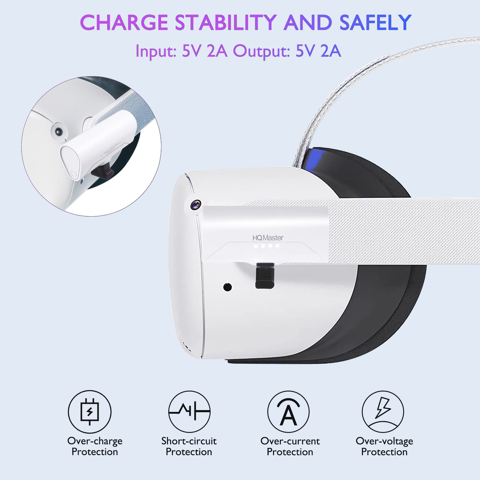 Power Bank P60 Battery Pack for Oculus Quest 2 Battery Pack 4800mAh Rechargeable Battery Compatible with Oculus/Meta Quest 2 and Quest Headset, Extra 2 Hours VR Playtime