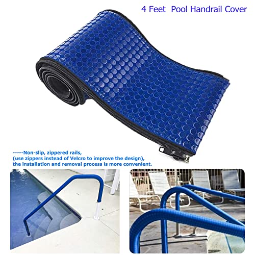Pool Railing Handrail Comfort Covers 4-Feet Zippered Designed Neoprene Hand Grip Rail Nonslip Cover for Above Ground & Inground Pool Ladder Hand Rail (Royal Blue (2)