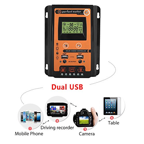 VGEBY 30A/50A Solar Panel Controller, Solar Panel Battery Intelligent Regulator with Dual USB Port and LCD Display 12V/24V(30A) Mppt Charge Controller Intelligent Solar Panel Control