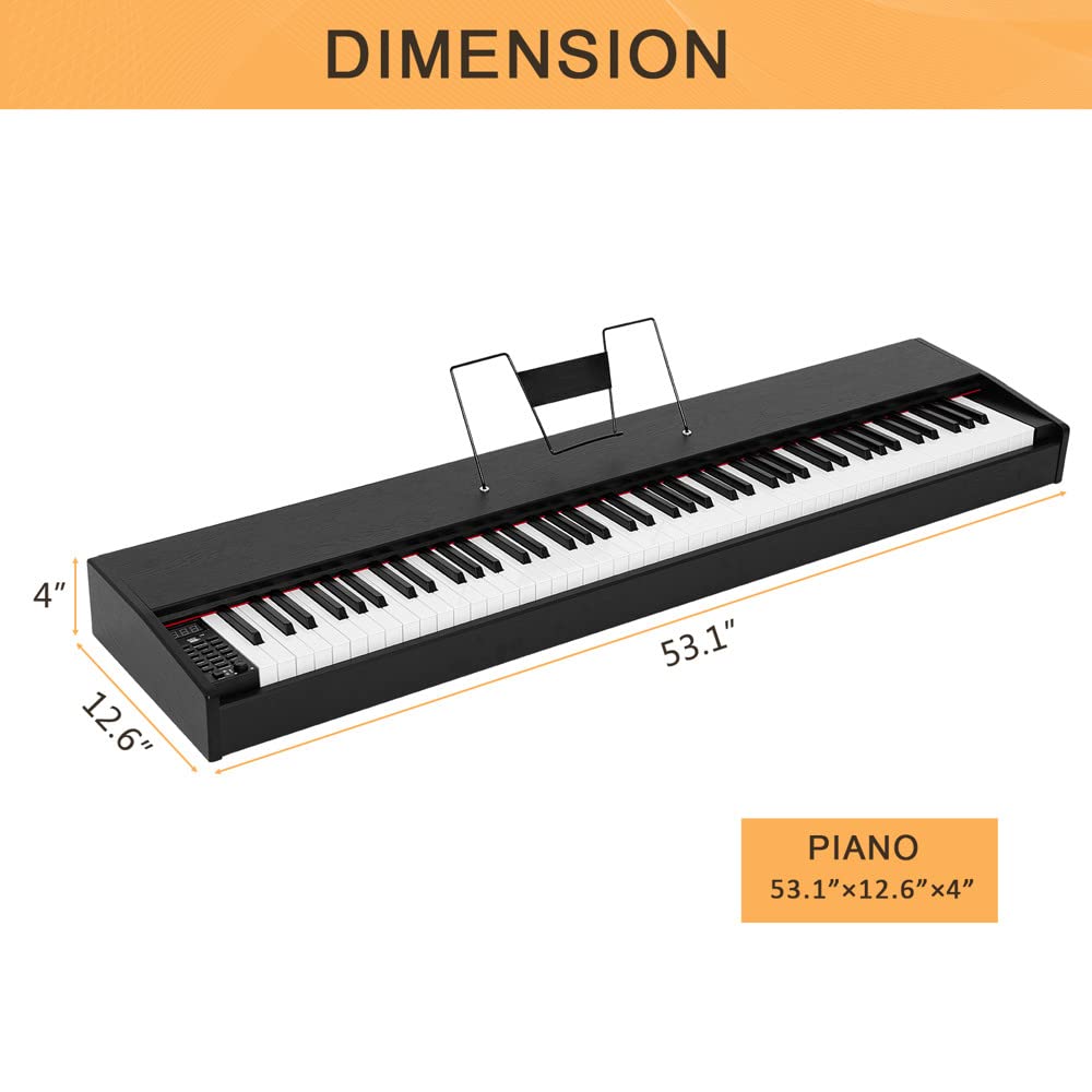 Ktaxon 88 Key Electric Keyboard Piano, Digital Piano with Touch/Transpose Control, Split/Touch Control, Built-in two 10 W Stereo Speakers, Recording & Play Function