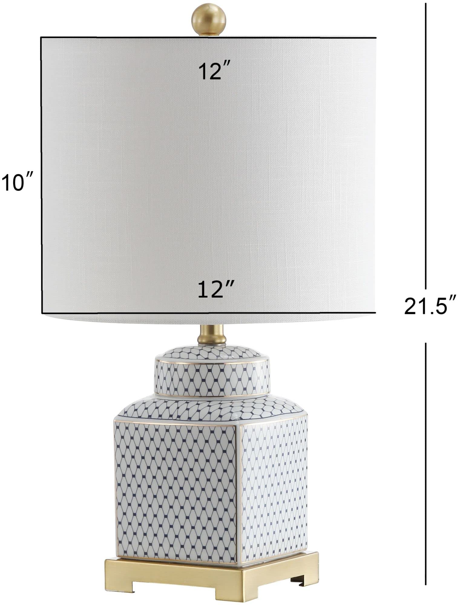 JONATHAN Y JYL3043A Cleo 21.5" Ceramic/Metal Ginger Jar LED Table Lamp Contemporary,Transitional for Bedroom, Living Room, Office, College Dorm, Coffee Table, Bookcase, White/Navy