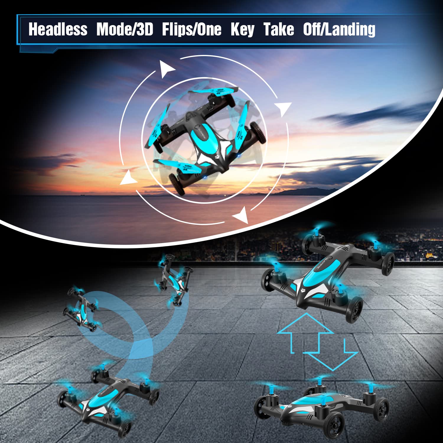 Jiakora V11 Mini Drone with Camera for Kids, Drone for kids 8-12, 1080P HD FPV Remote Control Quadcopter Drone for beginners with Land Mode or Fly Mode, 2 Batteries, App Control, Altitude Hold, Headless Mode, 3D Flips, Gift Toy for Boys Girls