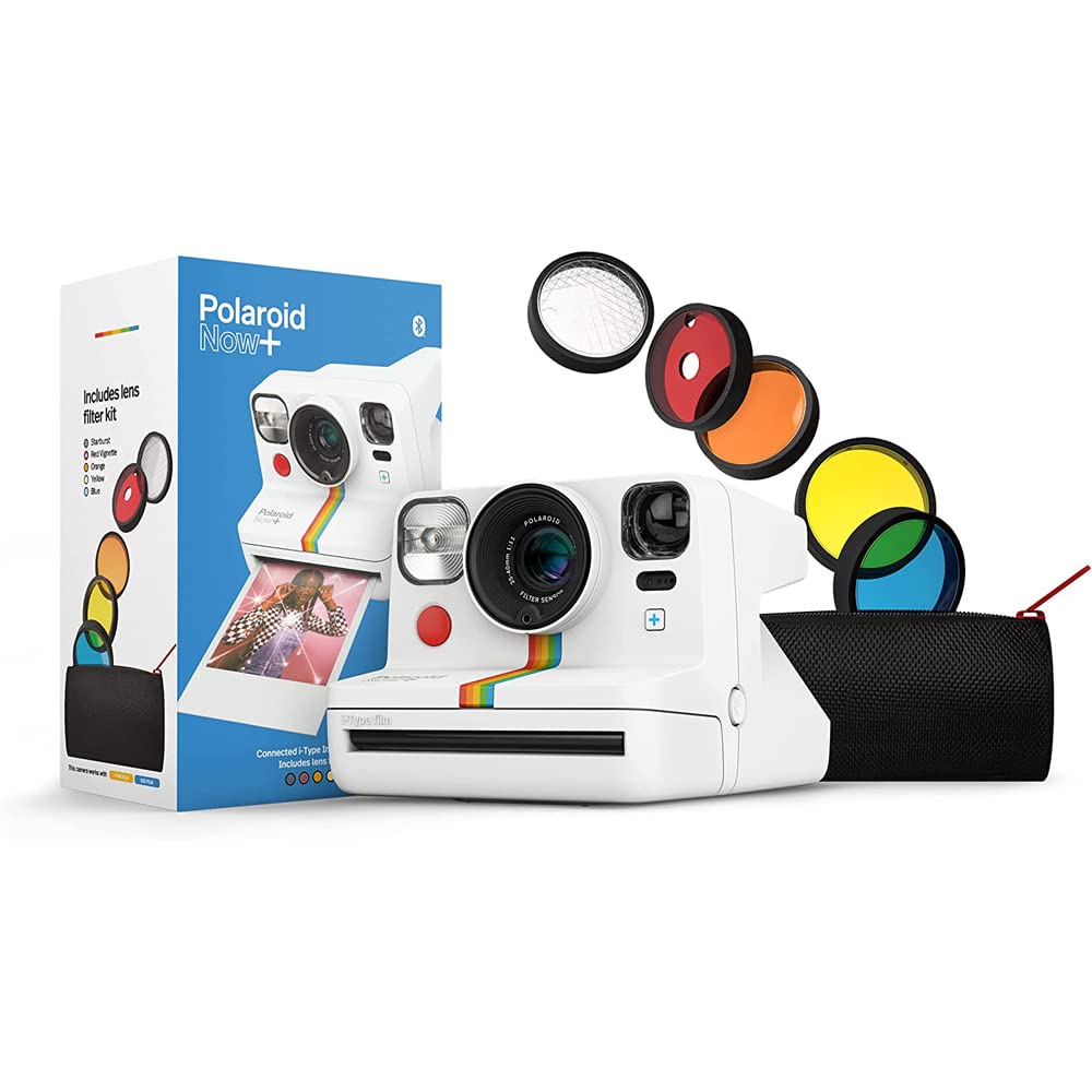 Polaroid Originals PRD9062 NOW+ Instant Camera, White with Lens Filter Set Bundle with Deco Photo Camera Bag