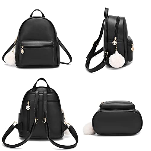 Mini Backpacks for Girls Teen PU Leather Women Small Size Backpack Purse Shoulder Bag Wallet Set Bookbag