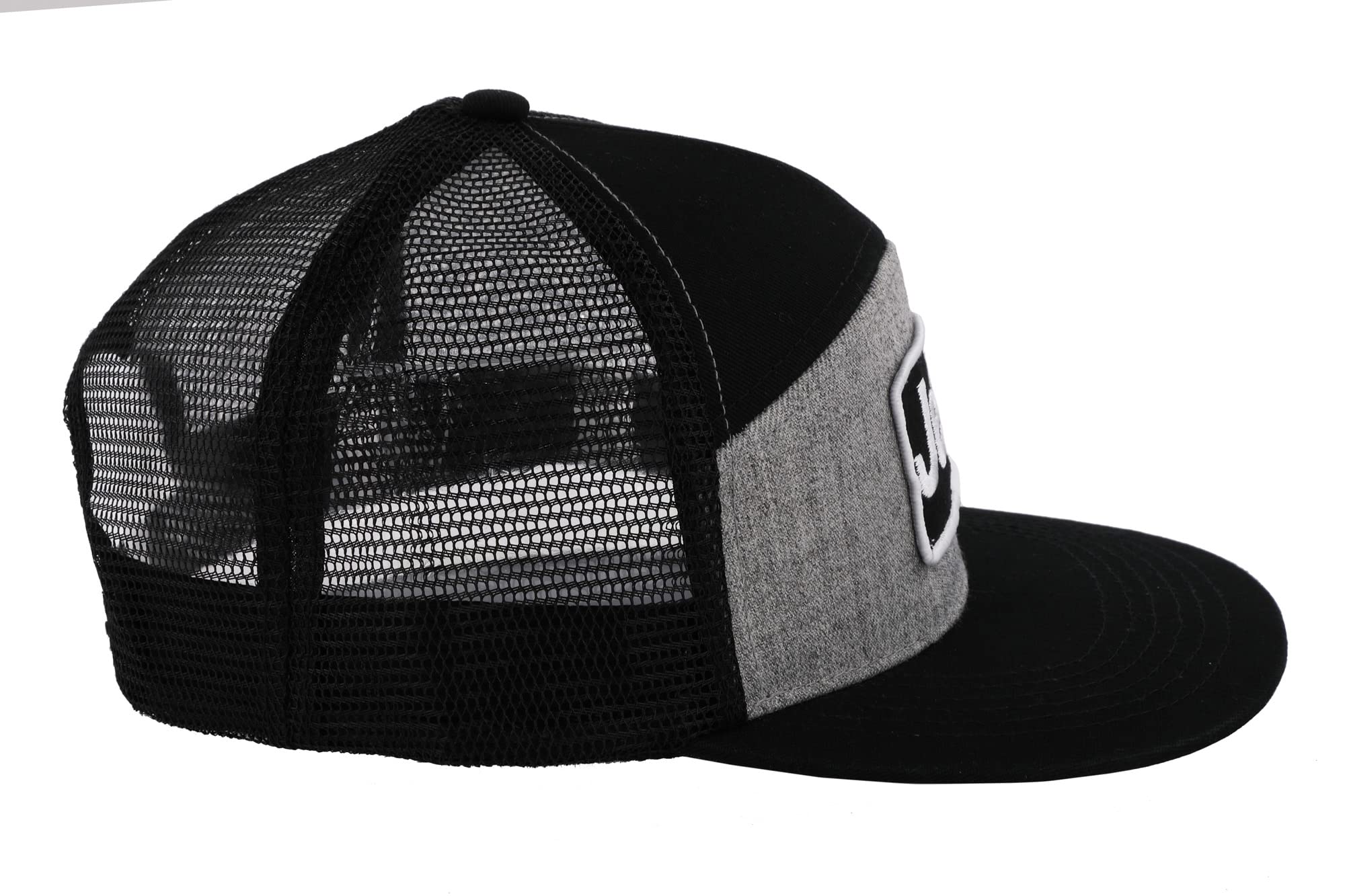 Jeep Premium 7 Panel Flatbill Snapback Patch Logo Hat for Men Heather Grey/Black