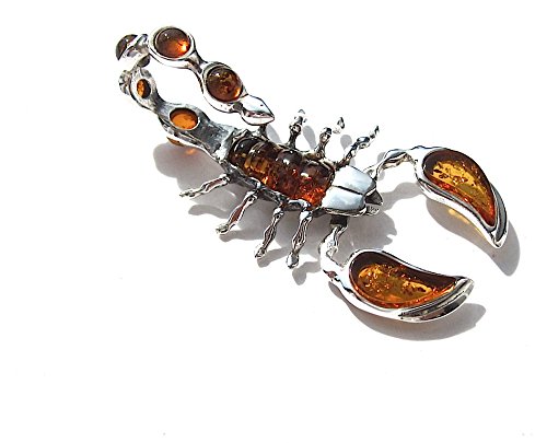 Ian and Valeri Co. Amber Sterling Silver Scorpion Pendant