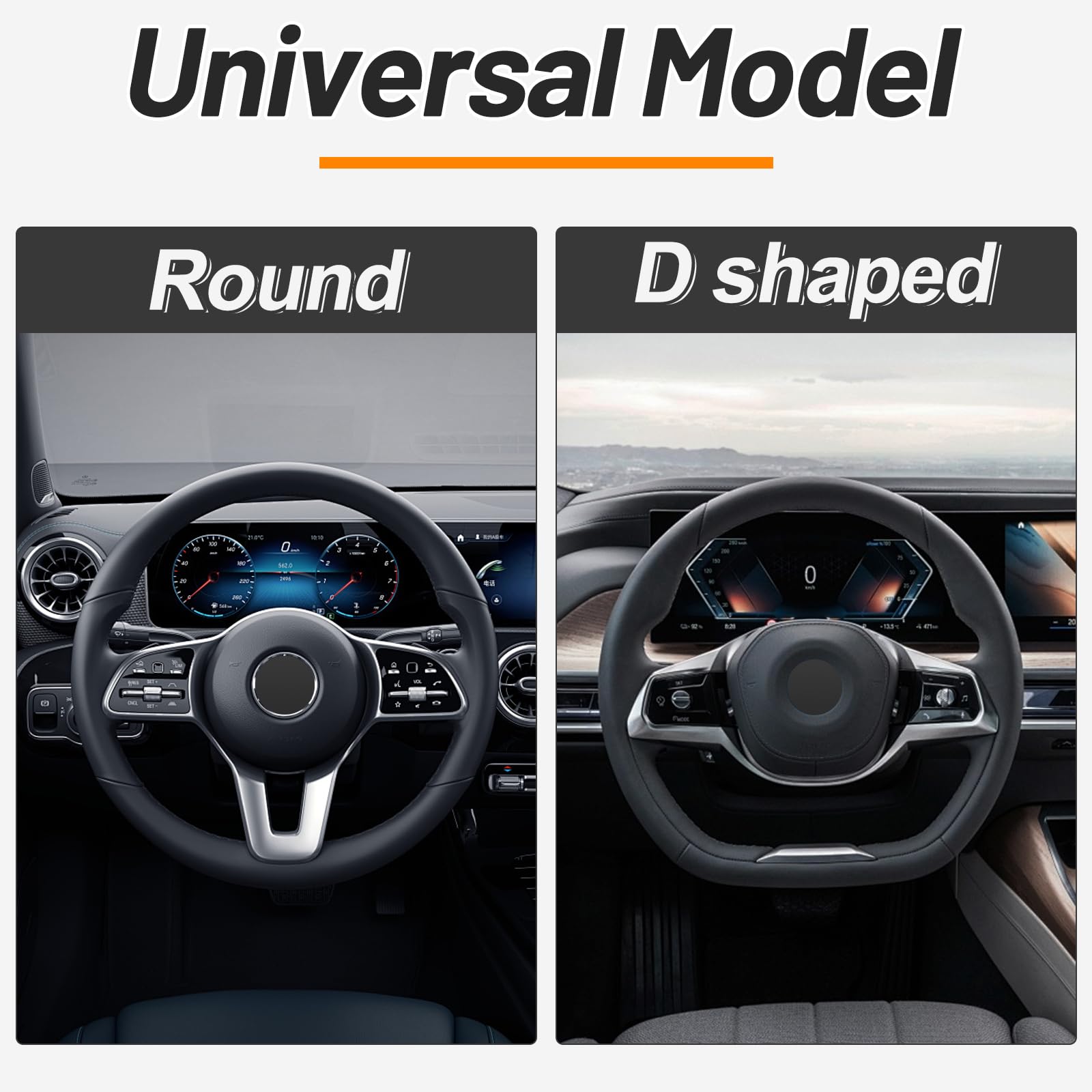 KAFEEK Elastic Long Microfiber Plush Steering Wheel Cover for Winter Warm, Universal 15 inch, Anti-Slip, Odorless, Black