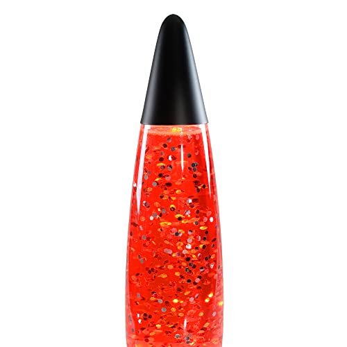 IIDSA Glitter Lamp Black Base, Red Liquid 16 inch, Decorative Table Lamp for Any Area of Your Home (Bulb and Extra Bulb).