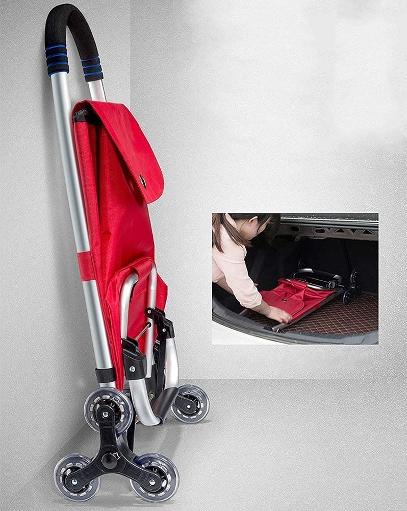 Shopping Trolley on Wheels Multi Function Shopping Cart Folding Rolling Bag with 3 Wheels for Climb Stair Grocery Laundry Utility Storage Hand Trucks,
