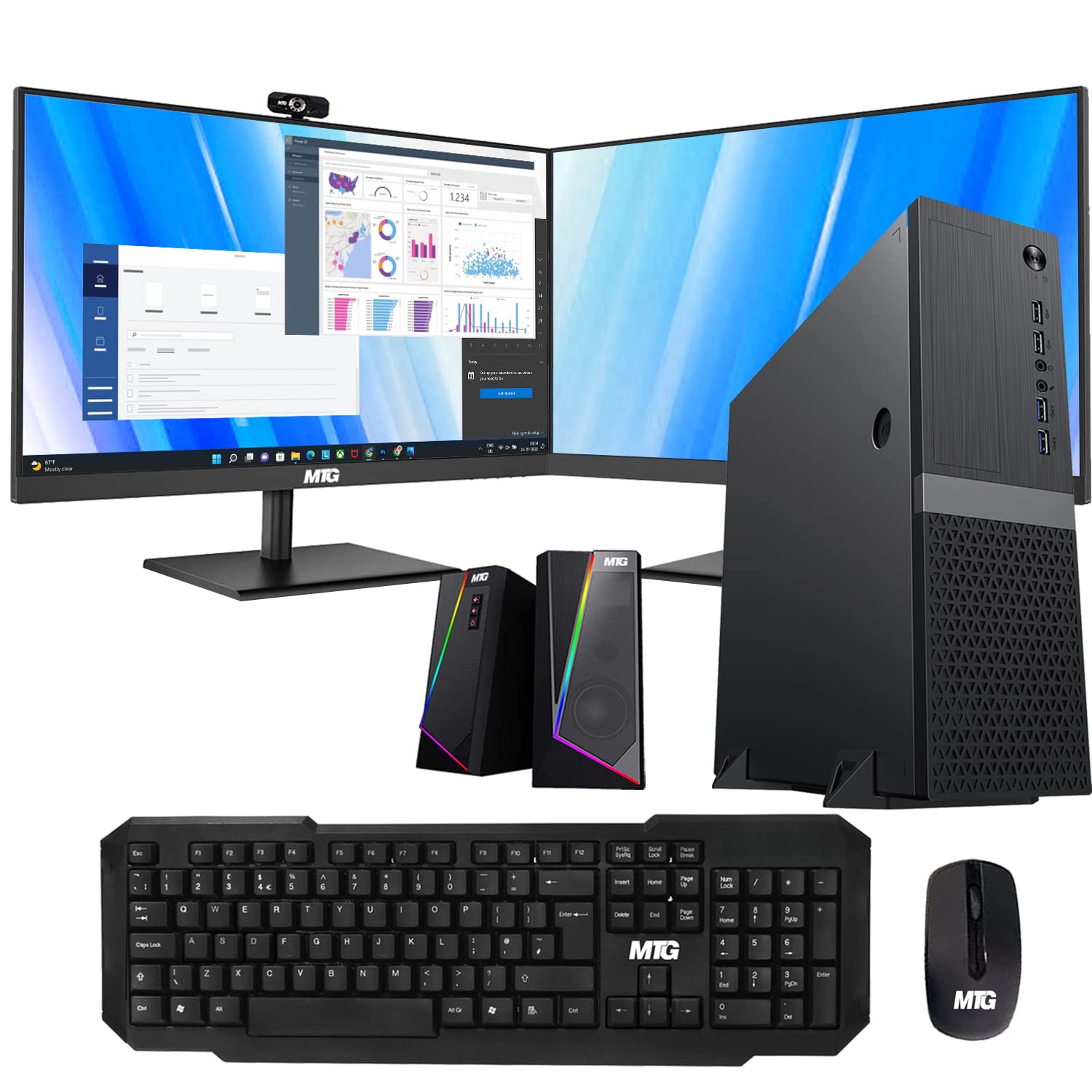 TechMagnet Computer Desktop PC, Intel Core i5 8th Gen, Heera, 8GB Ram, 512GB SSD, MTG New 22 Inch Dual Monitor, MTG Wireless Keyboard Mouse, RGB Speaker, Webcam, Win 11 Home (Renewed)