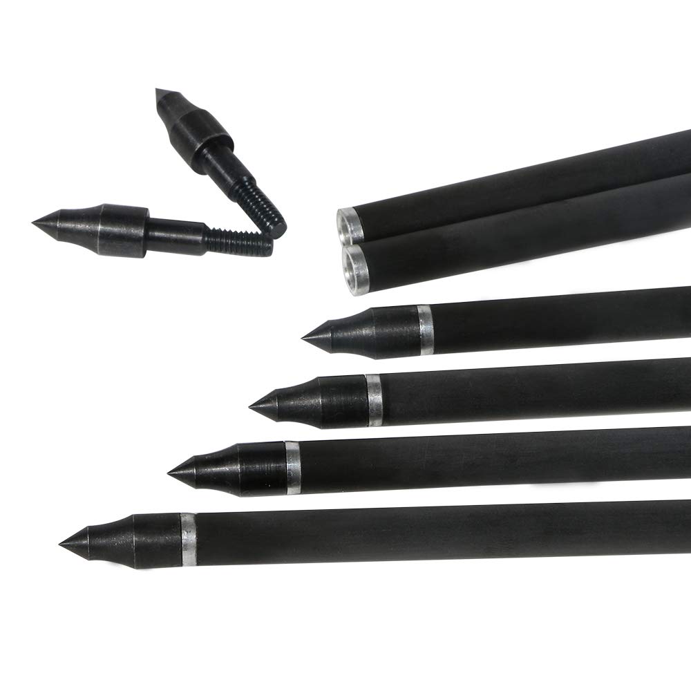 Huntingdoor Pure Carbon Arrows 31inch 400spine Archery Arrows Feather Fletching Screw-in Field Points Targeting Arrows for Compound Bow Recurve Bow 6/12 Pack