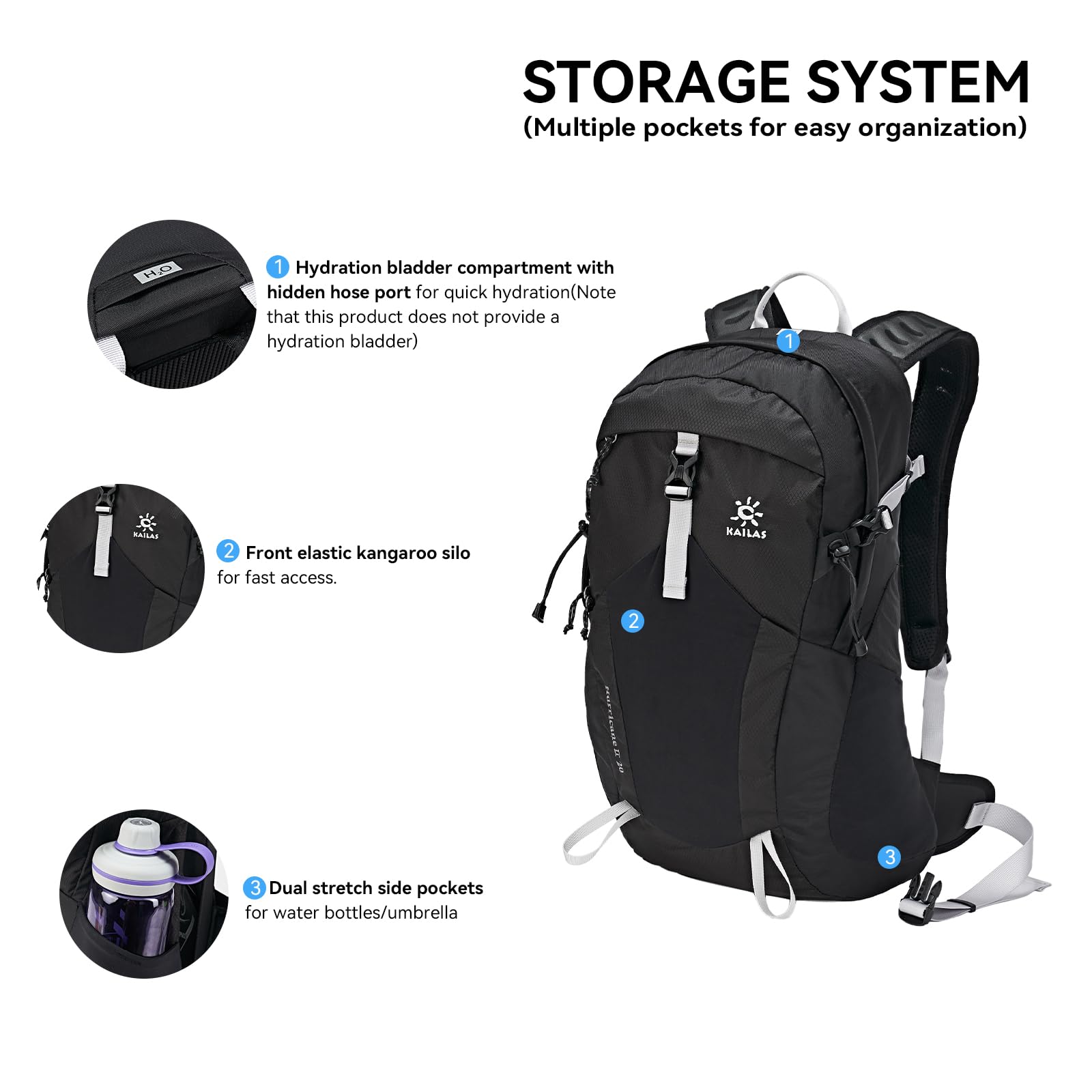 KAILAS Hurricane 20L Small Hiking Backpack Lightweight Daypack for Women Men Travelling Camping Outdoor Trekking Dark Green