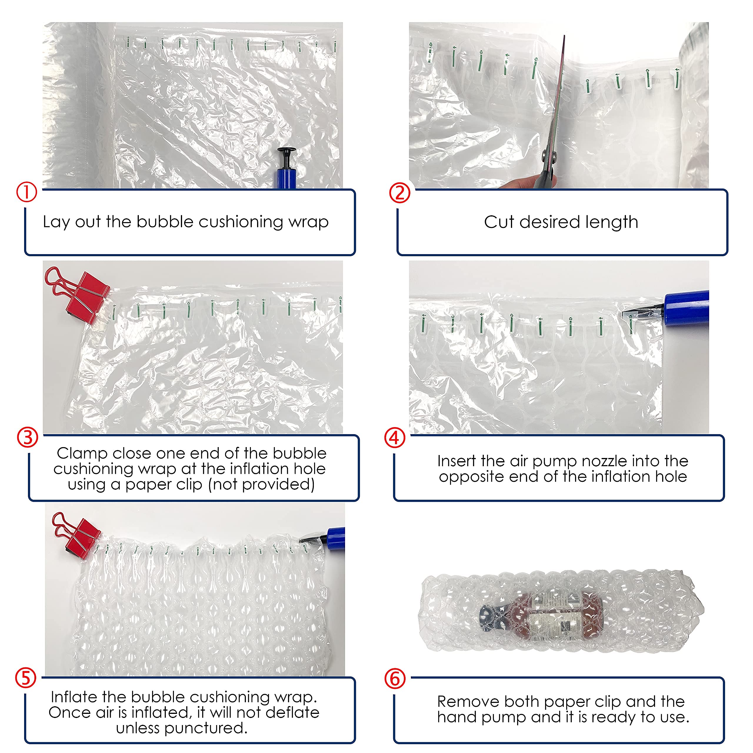 Innovative Haus 16 Inch x 72 Feet Inflatable Bubble Cushioning Wrap with Free Pump - Air Pillows for Shipping - Column Wrap for Heavy Duty Packing and Shipping Packaging