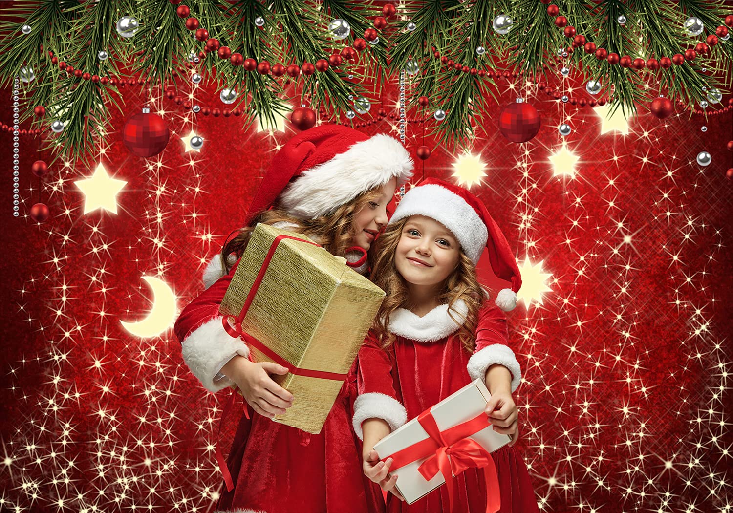 LTLYH Red Christmas Photography Backdrop Sparkling Starst Christmas Backdrops 7x5f Glittering Stars Christmas Photo Backdrop Christmas Holiday Party Decorations Props Background 073