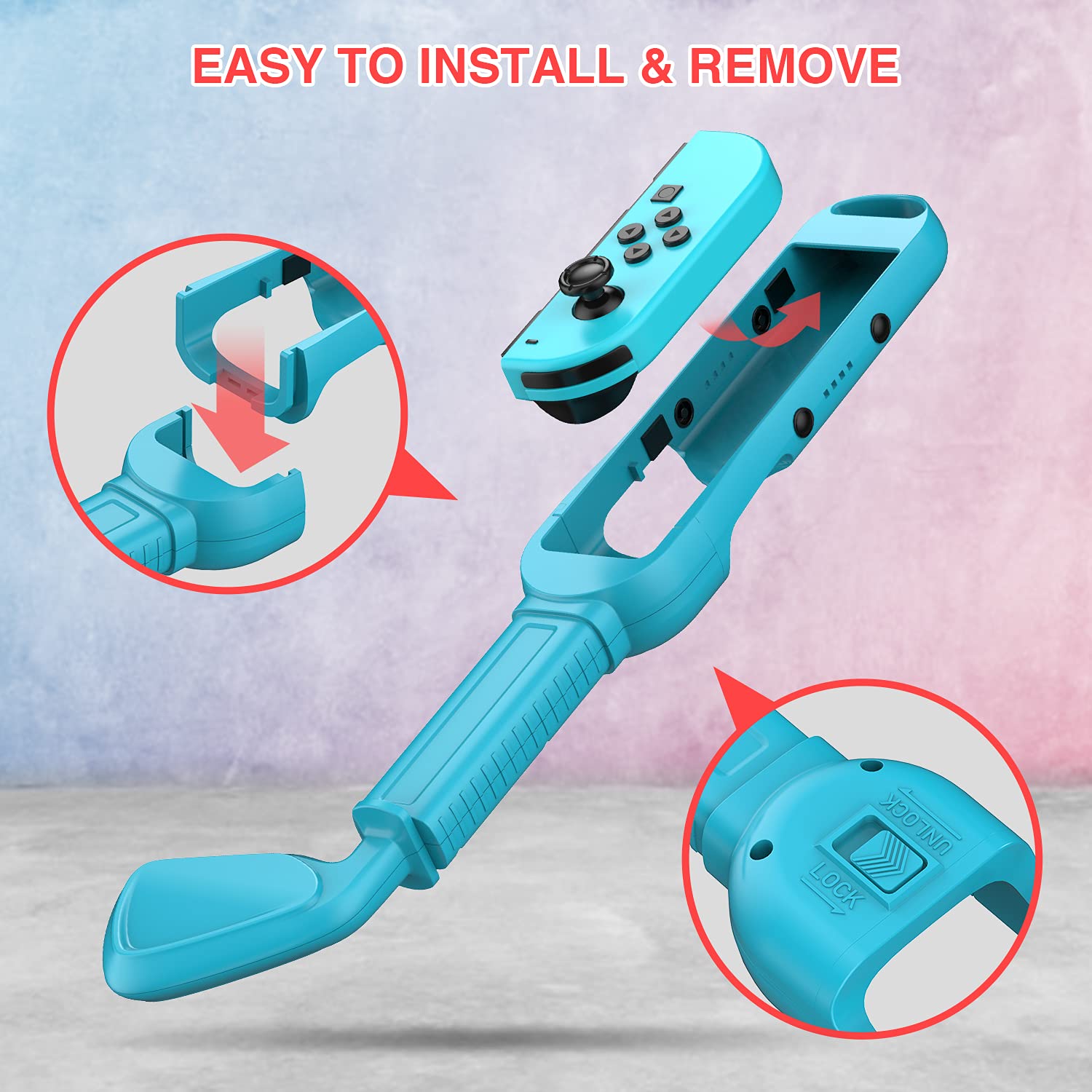 Mario Golf Club for Nintendo Switch/Switch OLED, JUSPRO Adjustable Golf Grip with Hand Strap, Game Accessories Compatible with Mario Golf Super Rush -2 Pack (Red+Blue)