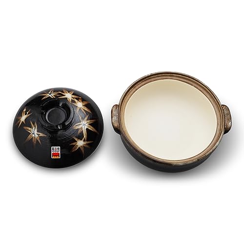 Yokkaichi Banko-yaki Donabe Clay Pot : Elegant Autumn Leaf Earthenware Pot – Microwave and Oven safe-Perfect for Stewed & Hot Pot Dishes, Made in Japan (8)