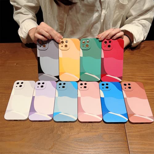 YKCZL Compatible with iPhone 13 Case 6.1 Inch, Cute Painted Art Full Camera Lens Protective Slim Soft Shockproof Phone Case for Women Girl-Pink