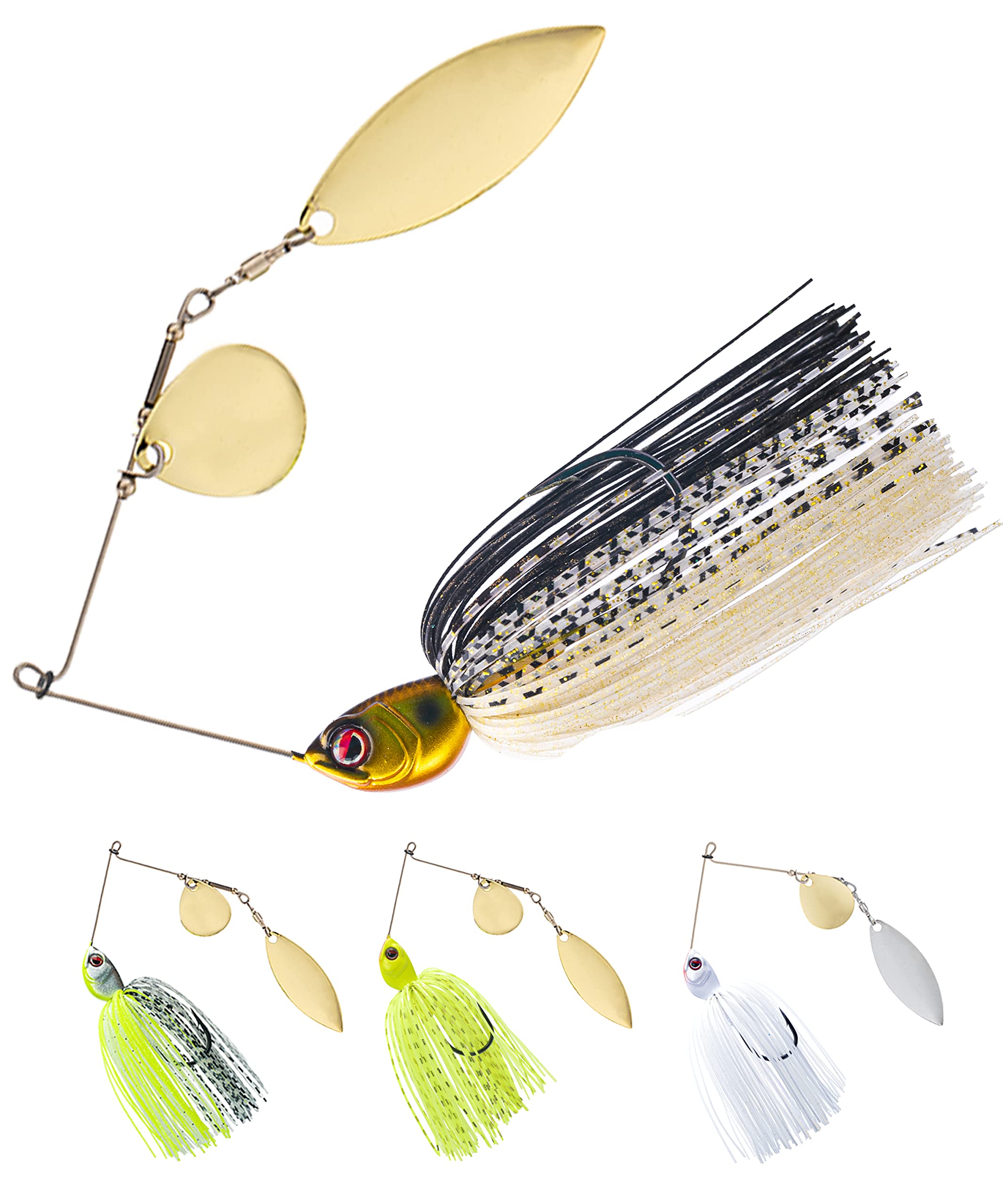 LITTMA Spinner Baits Kit 2pcs/4pcs for Bass Fishing Lures Double Blade Spinnerbaits Willow Lure Cebos para, Tandem 3/8oz.
