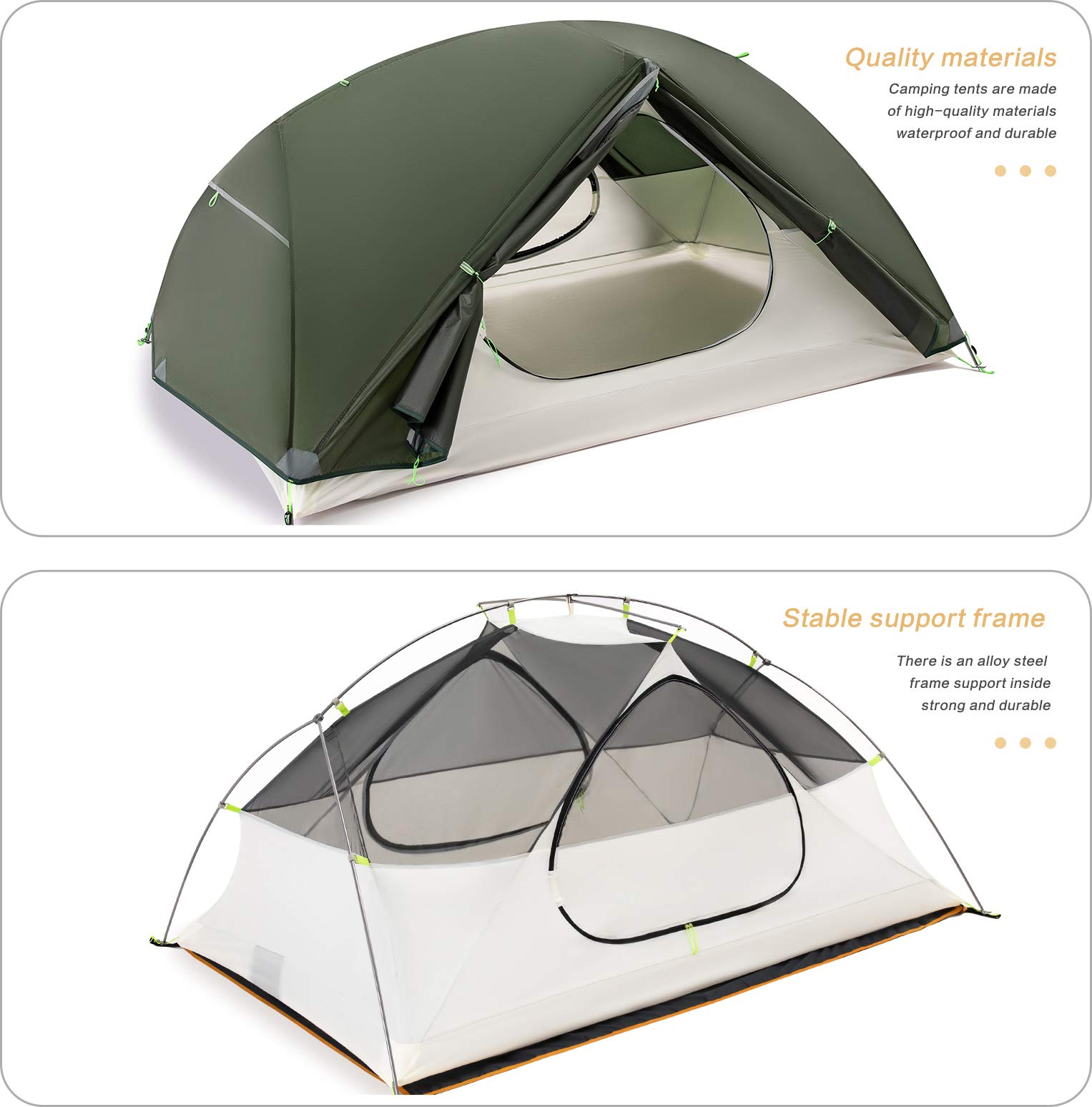 INOVO Camping Tent 2-3 Person Lightweight Backpacking Waterproof Easy to Install Suitable for Hiking,Travel,Mountaineering