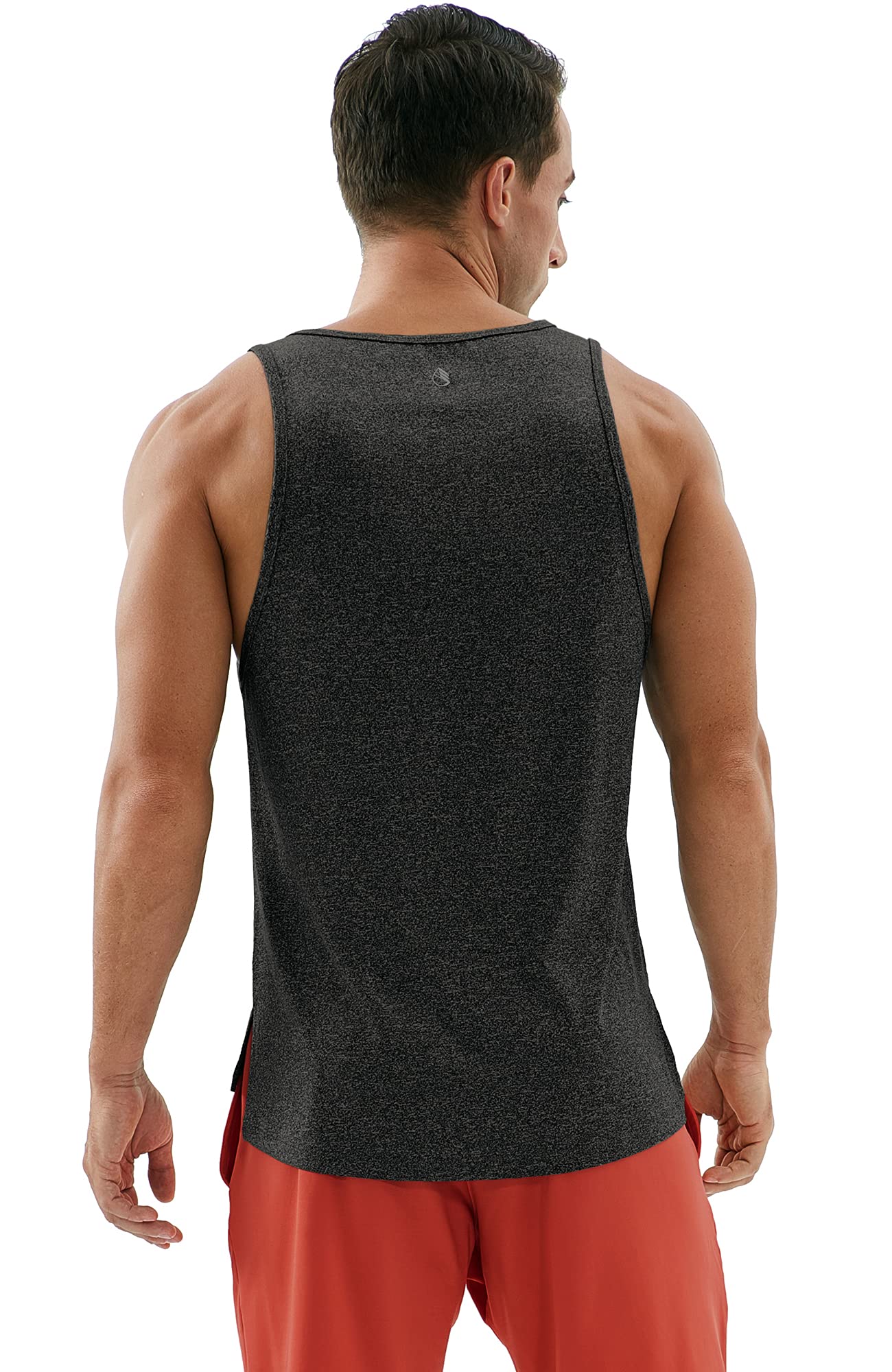 icyzone Workout Tank Tops for Men - Running Muscle Tank Exercise Gym Tops Athletic Shirts (Black Heather, Medium)