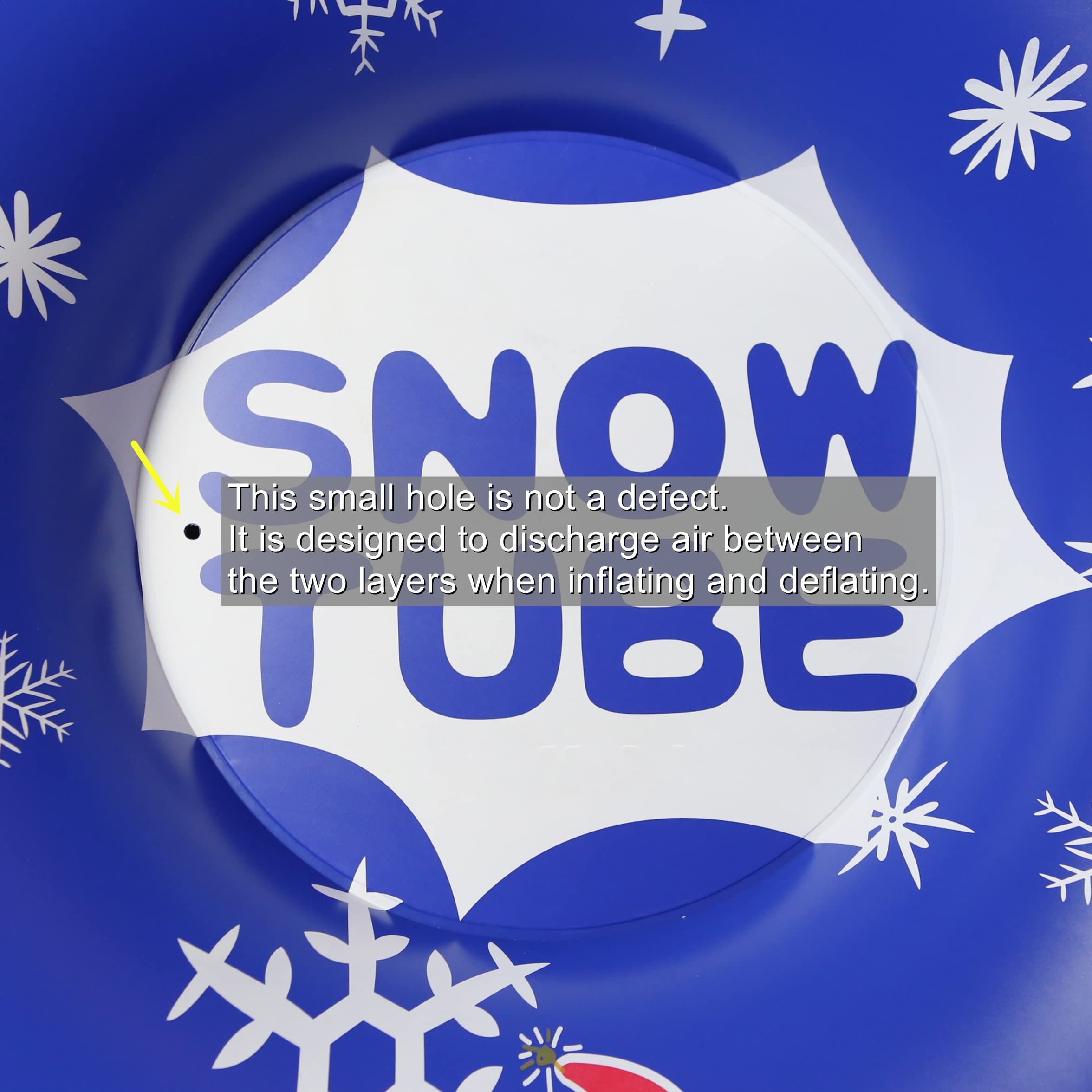 Kurala Inflatable Snow Tube Heavy Duty Snow Sled, 47 Inches Super Big Inflatable Snow Sledding with Handles Thickening Material, Blue