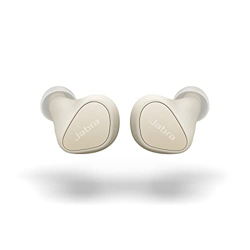 Jabra Elite 3 in Ear Wireless Bluetooth Earbuds – Noise Isolating True Wireless Buds with 4 Built-in Microphones for Clear Calls, Rich Bass, Customizable Sound, and Mono Mode - Light Beige
