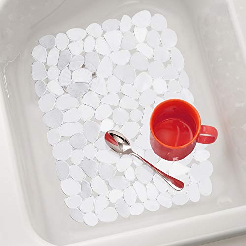 Qulable kitchen Sink Mat For stainless steel/ceramic sinks. Clear PVC Eco-friendly Sink Mat, adjustable, fast draining, pebble design, (2 pack, Clear)