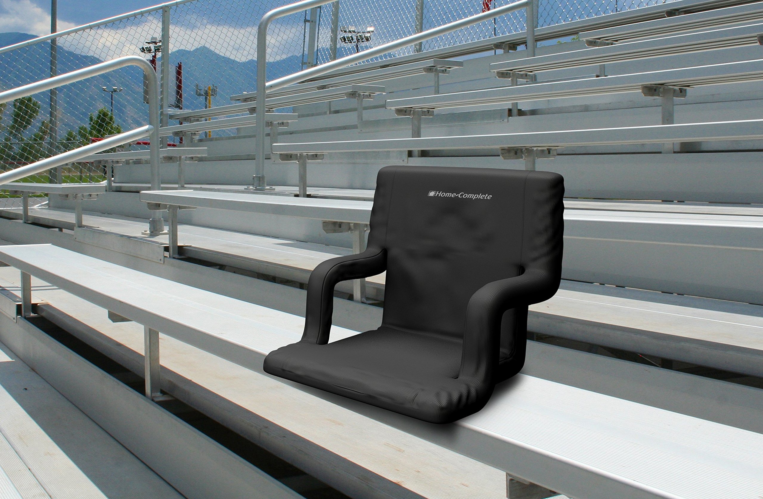 Home-Complete Wide Stadium Seat Chair Bleacher Cushion, 1-Pack, Black