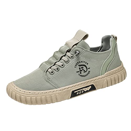 Men Low Top Breathable Casual Walking Shoes Canvas Sneaker Dress Shoes Army Green