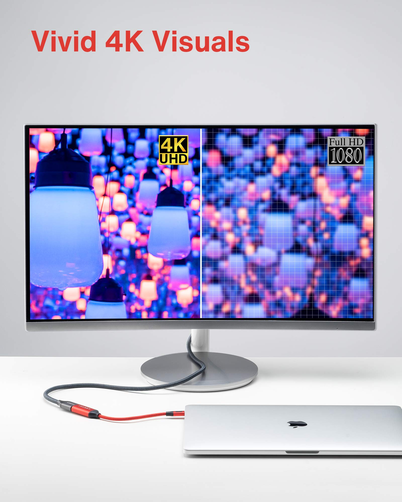 iVANKY USB C to DisplayPort Adapter, 4K@60Hz Type C to DP, Compatible with MacBook Pro 2016,MacBook Air 2018,iMac 2019,Dell XPS 15, Samsung Galaxy S20/S10/S9, and More