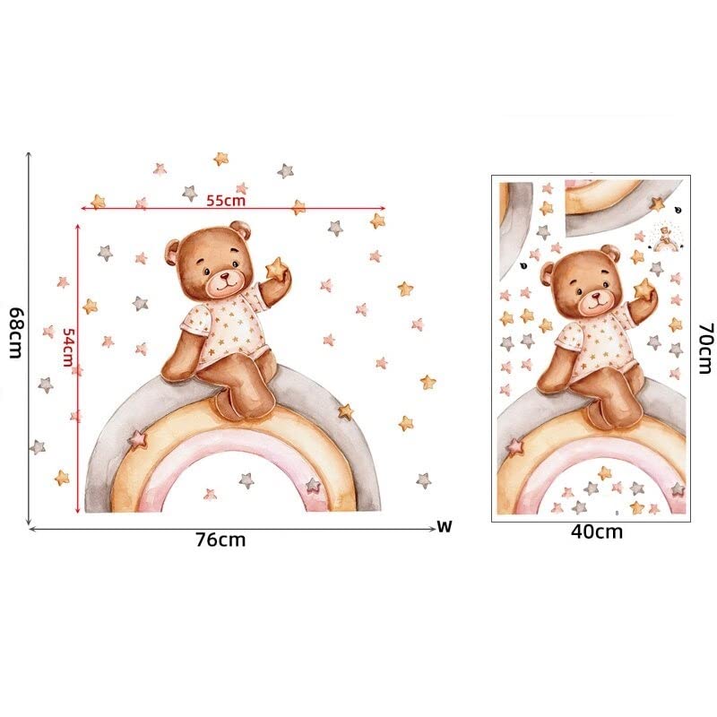 Teddy Bear Wall Sticker Peel and Stick Vinyl Decal for Kids Room Nursery Home Decor (Teddy with Balloons1)