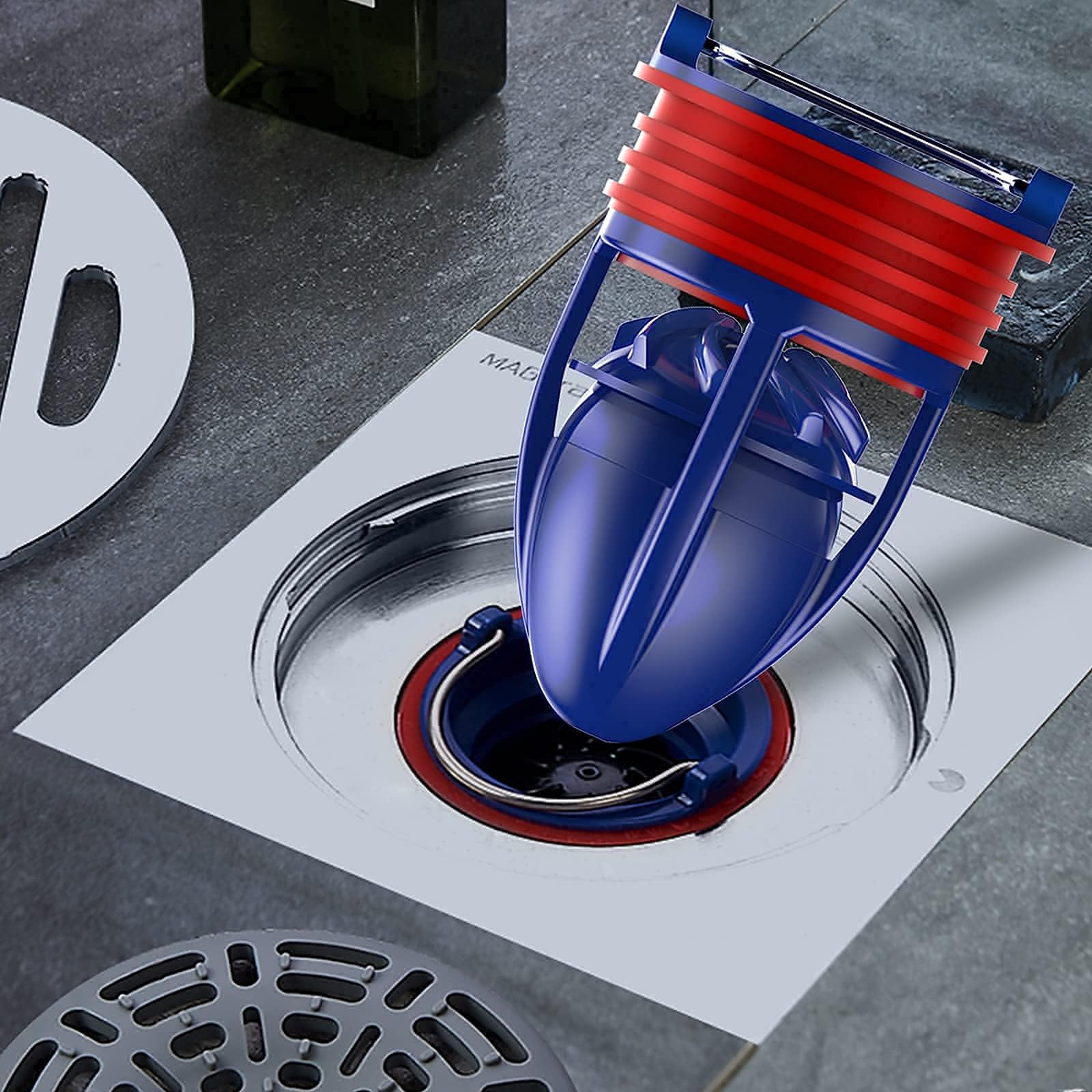 Shower Drain Floor Drain Backflow Preventer Magnetic Levitation One-Way Drain Valve Fast Drainage Shower plug Insert Drain Plug Fit for Tube Depth 2.56-4.13in (Caliber(2-3.9in),Depth 3,15in)