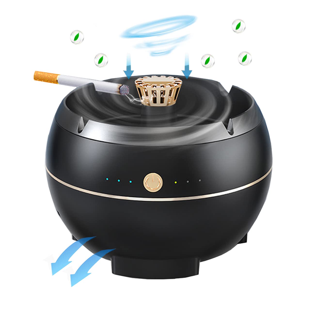 iLeefy 2 in 1 Air Purifier Multifunctional Smokeless Ashtray USB Rechargeable Ash Tray Electronic Ashtray with Filter, Best for Home Office (Black-2)
