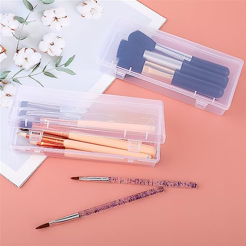 WLLHYF 3Pack Small Plastic Storage Containers with Hinged Lids, Rectangle Clear Plastic Storage Containers Box for Beads Jewelry and Crafts Items (6.1 x 2.56 x 1.18 Inch)