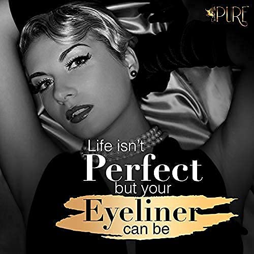 LA PURE Waterproof Liquid Eyeliner Stamp Winged Eyeliner Tool 2x Cat Eye Winged Eyeliner Stamp & Fine Tipped Pen Eyeliner Stencil Smudge Proof Black Eye Liner Tiktok Trend Items Wing Stamp Black 10mm
