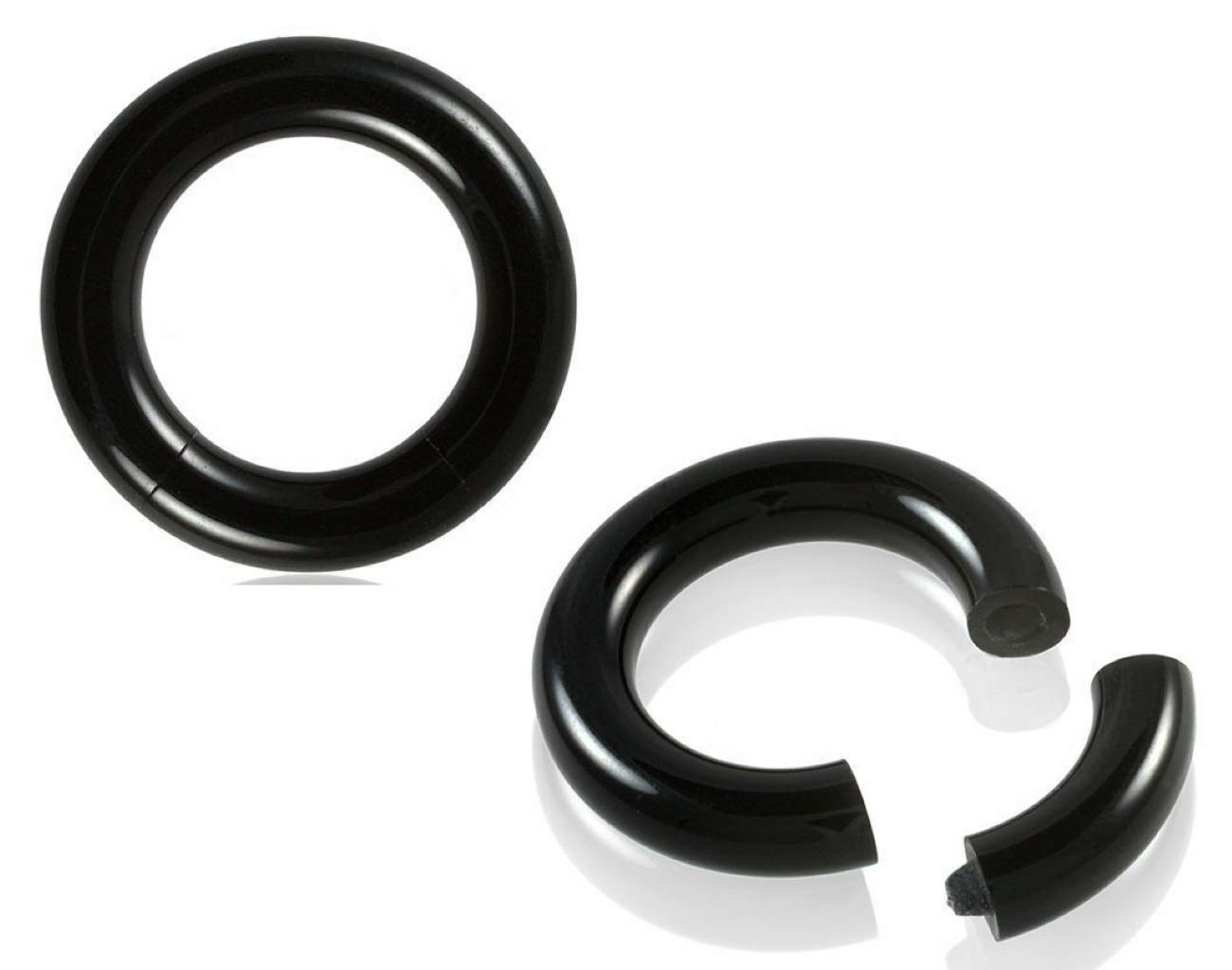 Inspiration Dezigns 4G Jewelry Septum Ring Black Acrylic Segment Seamless Nose Hoop