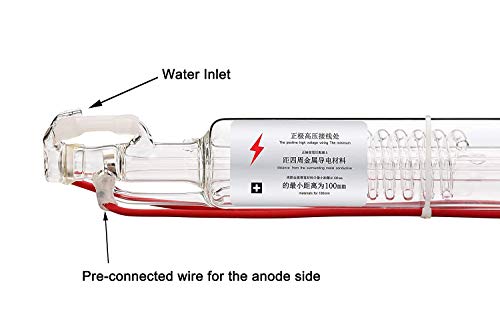 TEN-HIGH 60W CO2 Laser Tube 1000mm D50mm, Wires Preconnected with Coating, for Laser Cutter Laser Engraving Cutting Machine