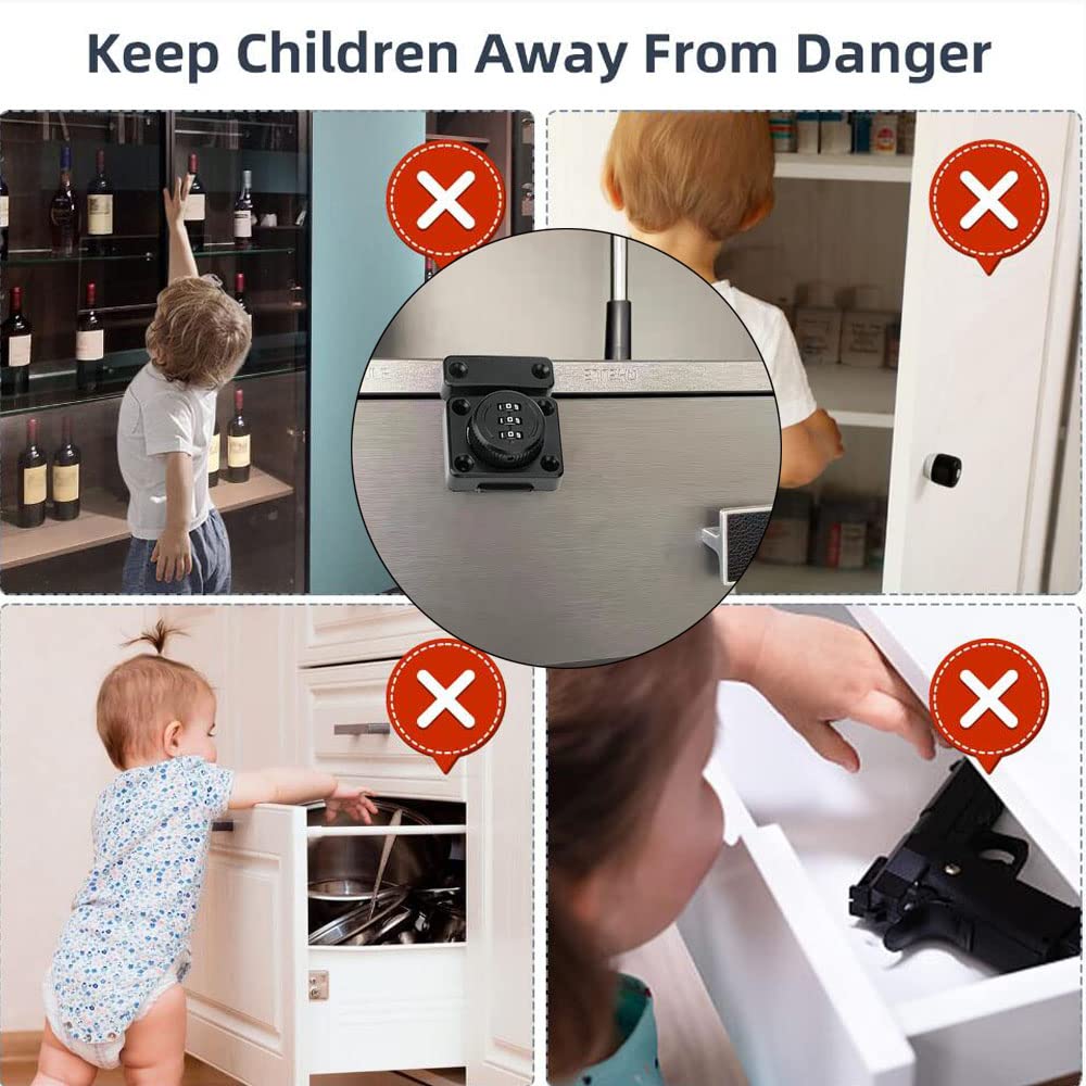 KAFENDA Mechanical Password Cabinet Lock, Rotary Lock for Double Doors, Keyless Combination Door Lock, Black